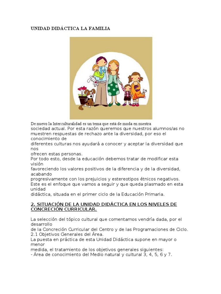 Unidad Didáctica La Familia | PDF | Estereotipos | Familia