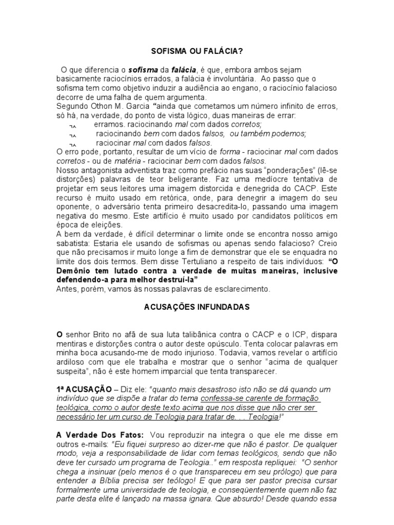 Sofisma Ou Falácia | PDF | Os Dez Mandamentos | Igreja Adventista do ...