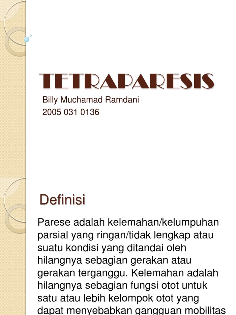 Tetraparese: Penyebab & Klasifikasi | PDF