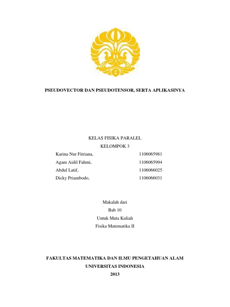Pseudovector dan Pseudotensor dalam Fisika | PDF