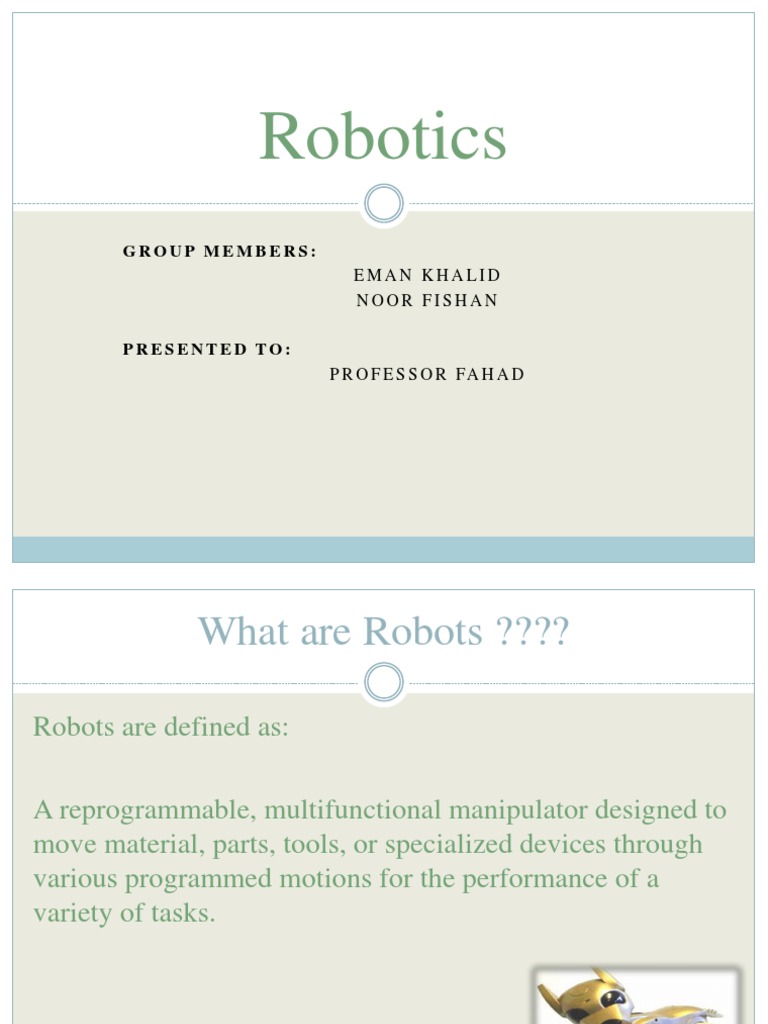 Robotics | PDF | Robot | Robotics