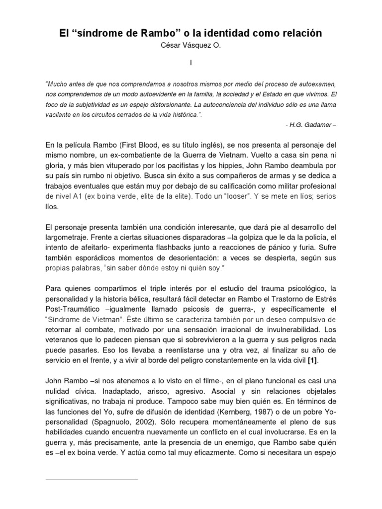 El Síndrome de Rambo | PDF | Subjetividad | Trastorno límite de la personalidad