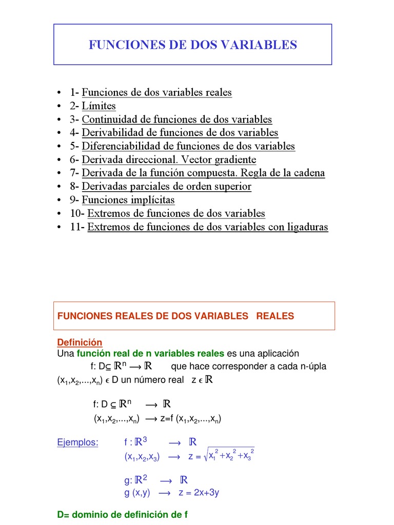 Funciones Varias Variables | PDF | Derivado | Degradado