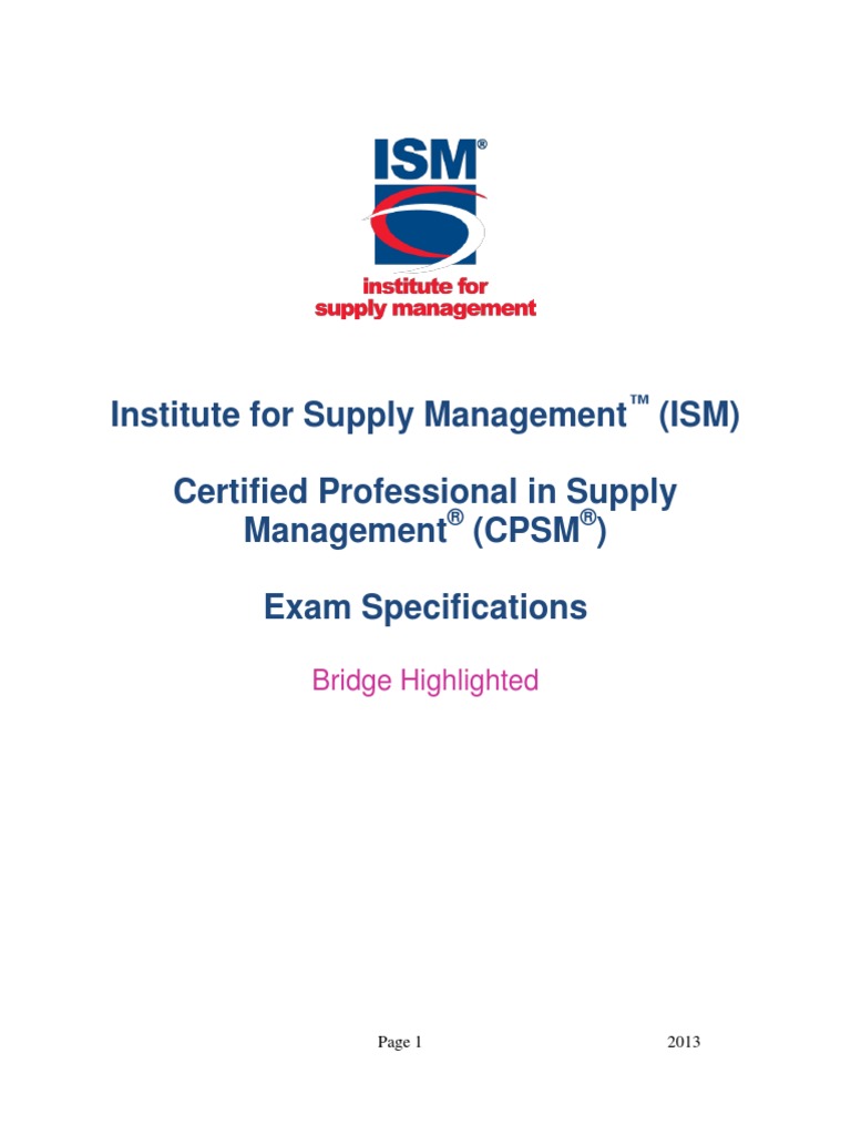 CPSM Exam Spec Bridge | PDF | Supply Chain | Inventory