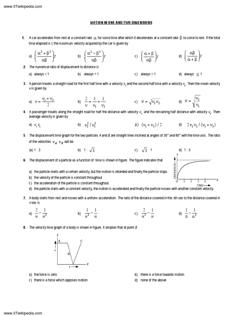 Motion in One and Two Dimensions PDF | PDF | Acceleration | Velocity