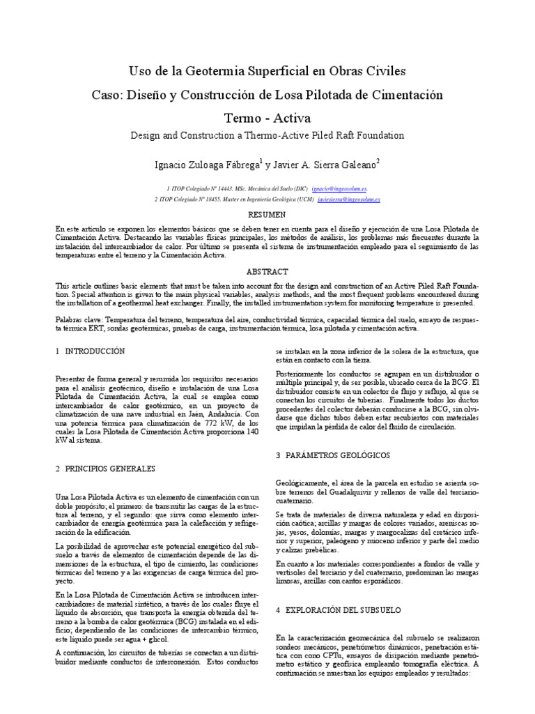 Losa Pilotada Termo-Activa en Jaén | PDF | Fundación (Ingeniería) | Calor