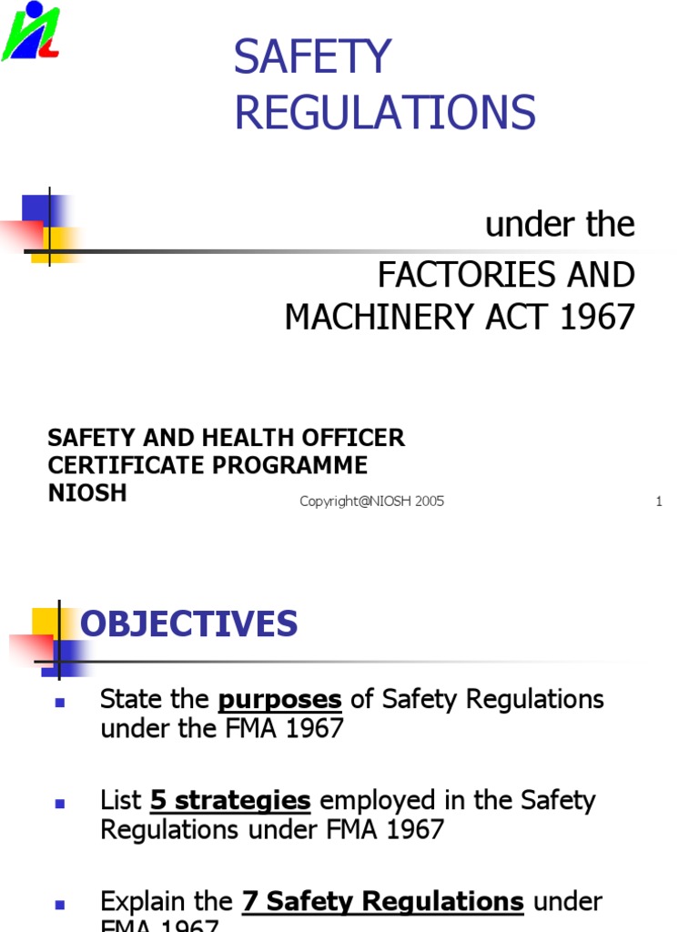 3-FMA- Safety Related Regulations | Occupational Safety And Health ...