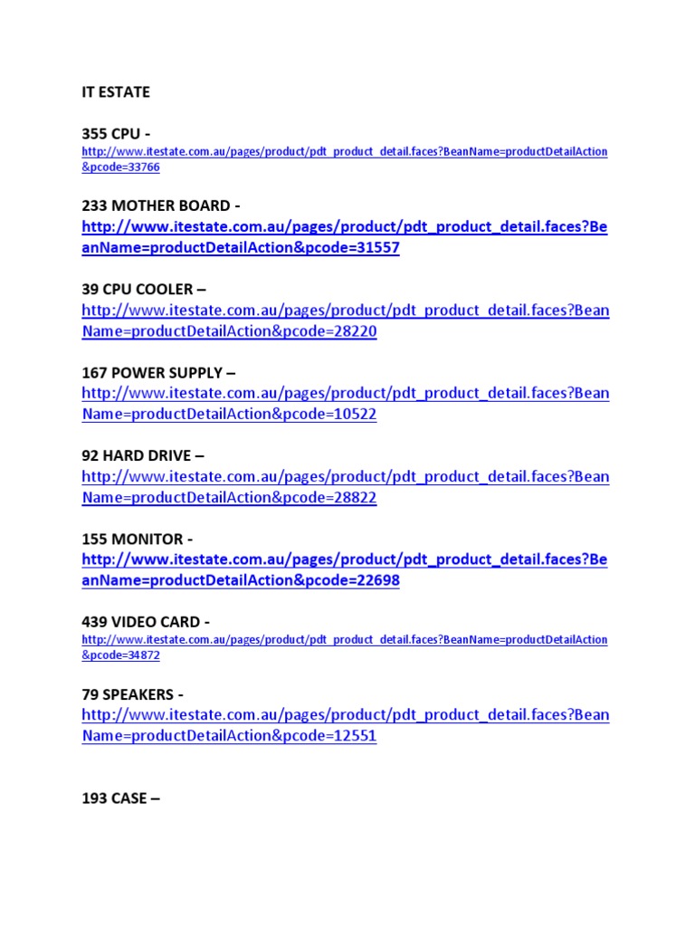 IT Estate Computer Hardware List | PDF