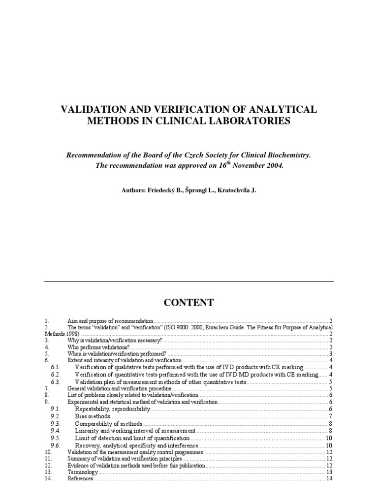 Validation and Verification of Analytical Methods | PDF | Verification ...