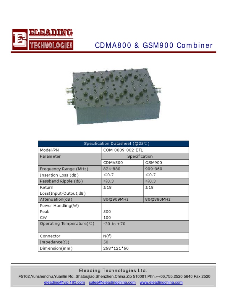 CDMA & GSM Combiner Specifications | PDF | Computers