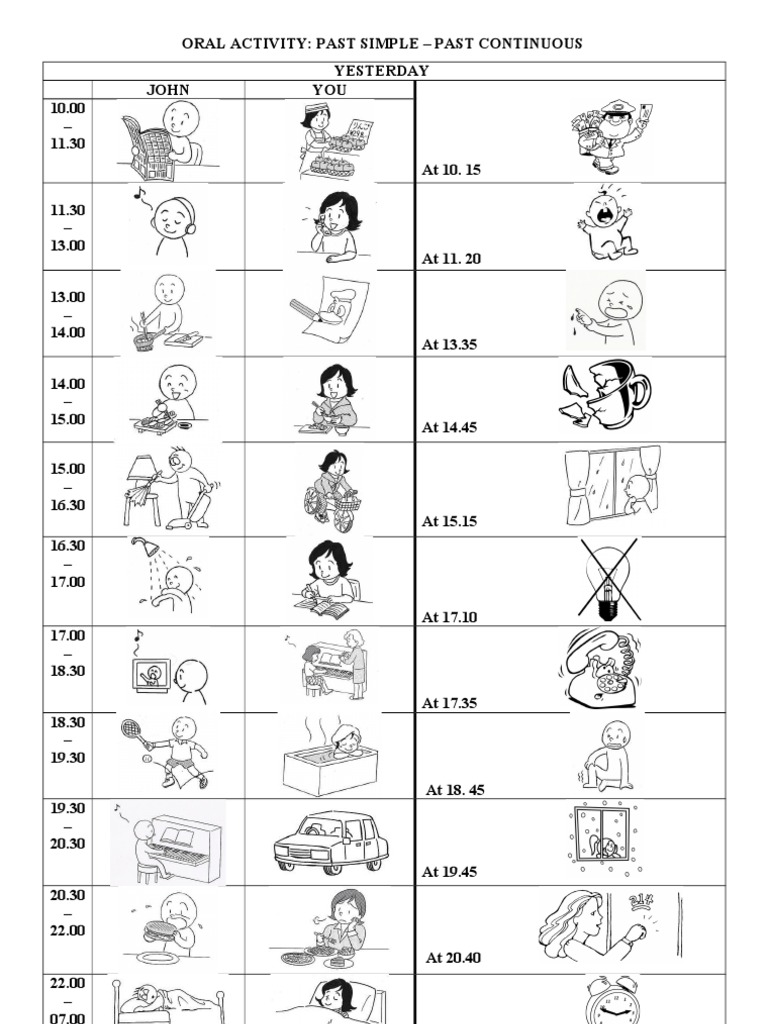Oral Activity Past Simple Continuous | PDF