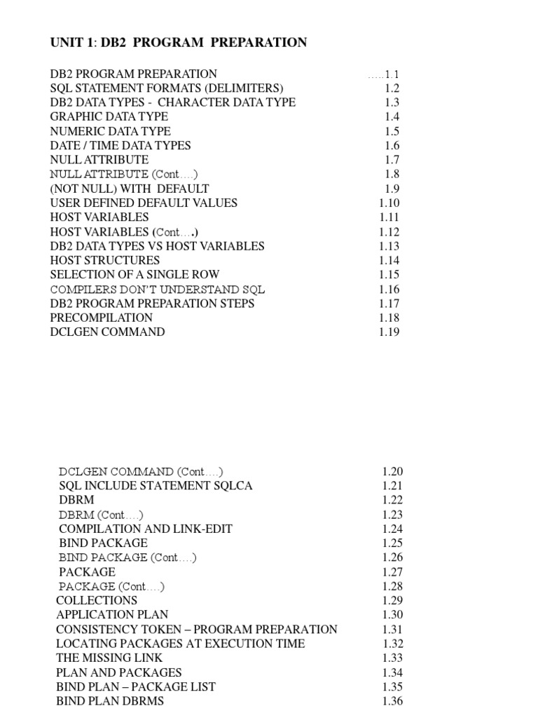 Unit 1: Db2 Program Preparation | PDF | Sql | Database Index