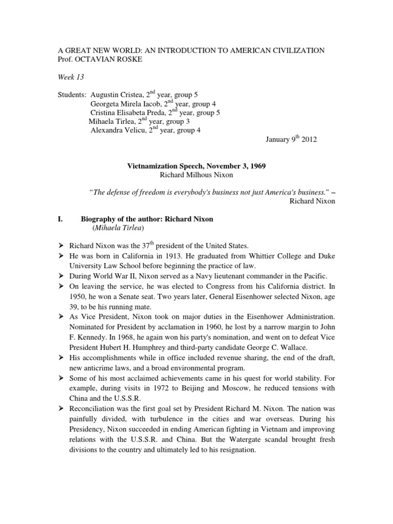 Nixon's Vietnamization Strategy Explained | PDF | Vietnam War | South ...