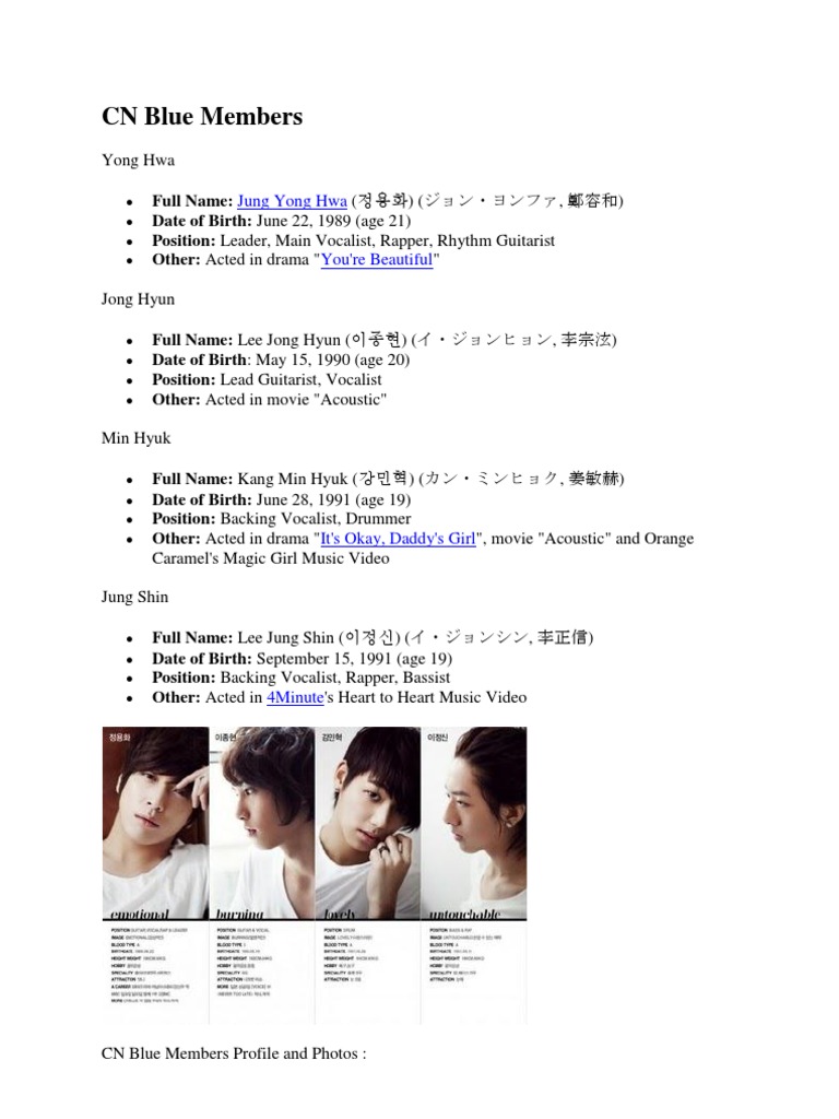 CN Blue Members Profiles and Details | PDF | Art