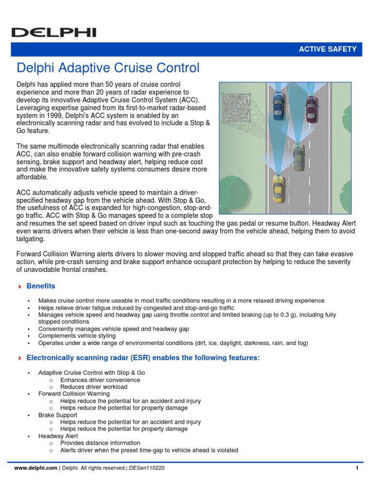 Delphi Adaptive Cruise Control: Active Safety | PDF | Vehicles ...