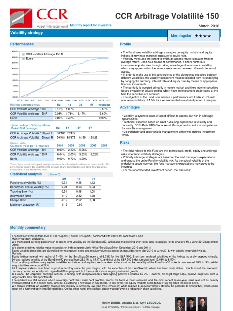 CCR Arbitrage Volatilité 150: Volatility Strategy | PDF | Bond Duration ...