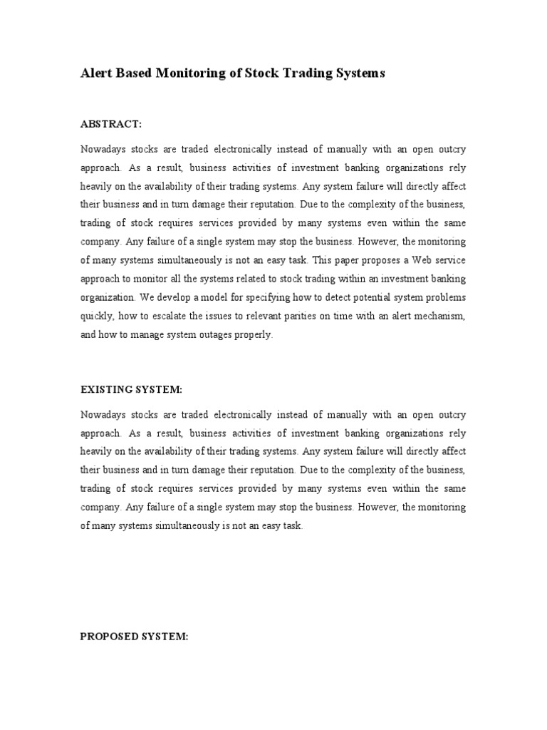 Alert Based Monitoring of Stock Trading Systems | Download Free PDF ...