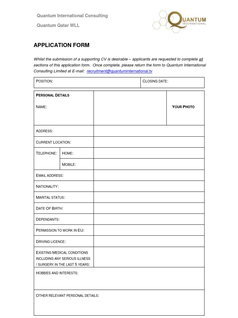 QIC Application Form | PDF | Government | Business