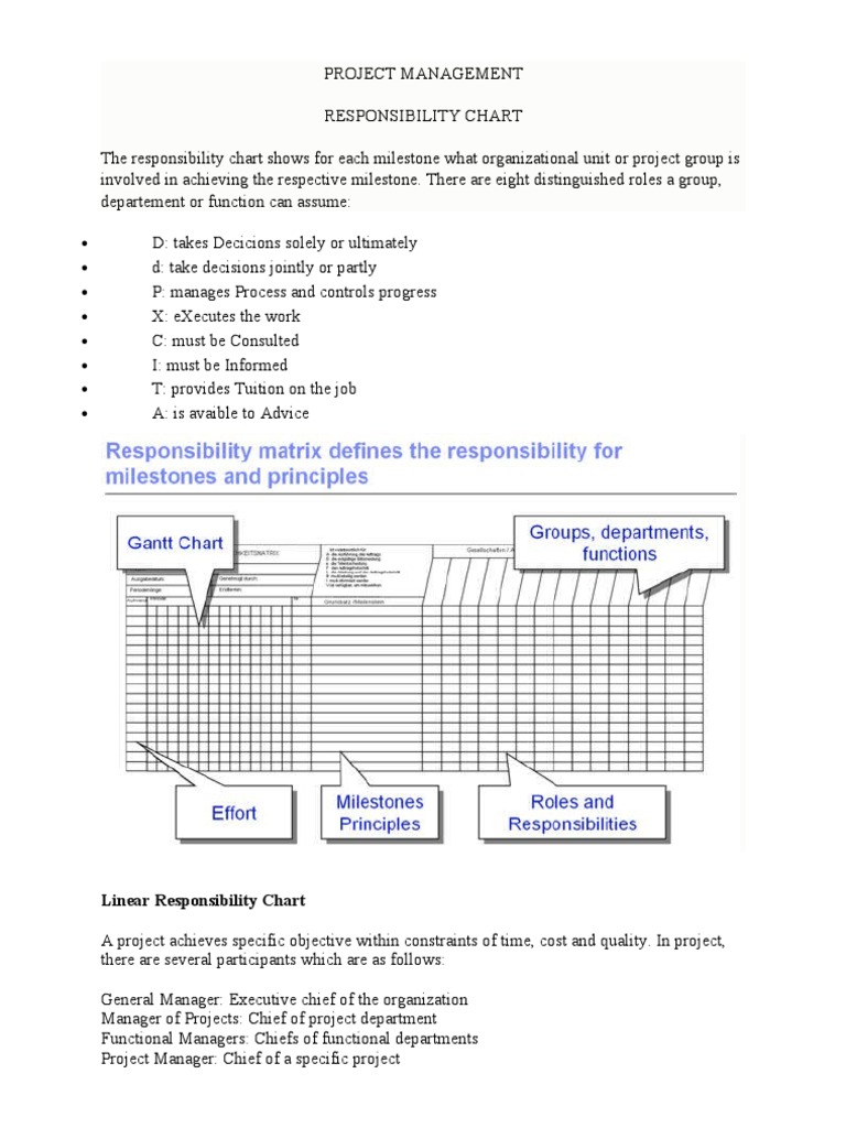 Linear Responsibility Chart | PDF | Project Management | Matrix ...