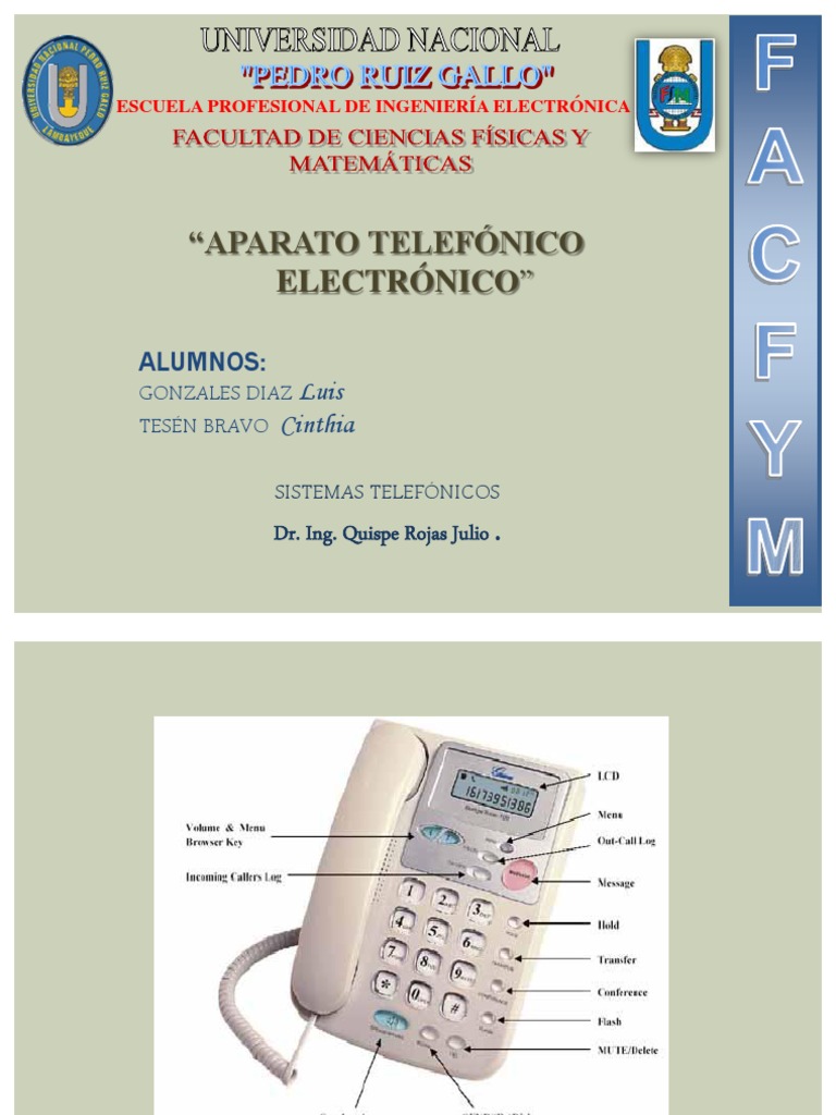Aparato Telefonico Electronico | PDF | Teléfono | Corriente eléctrica