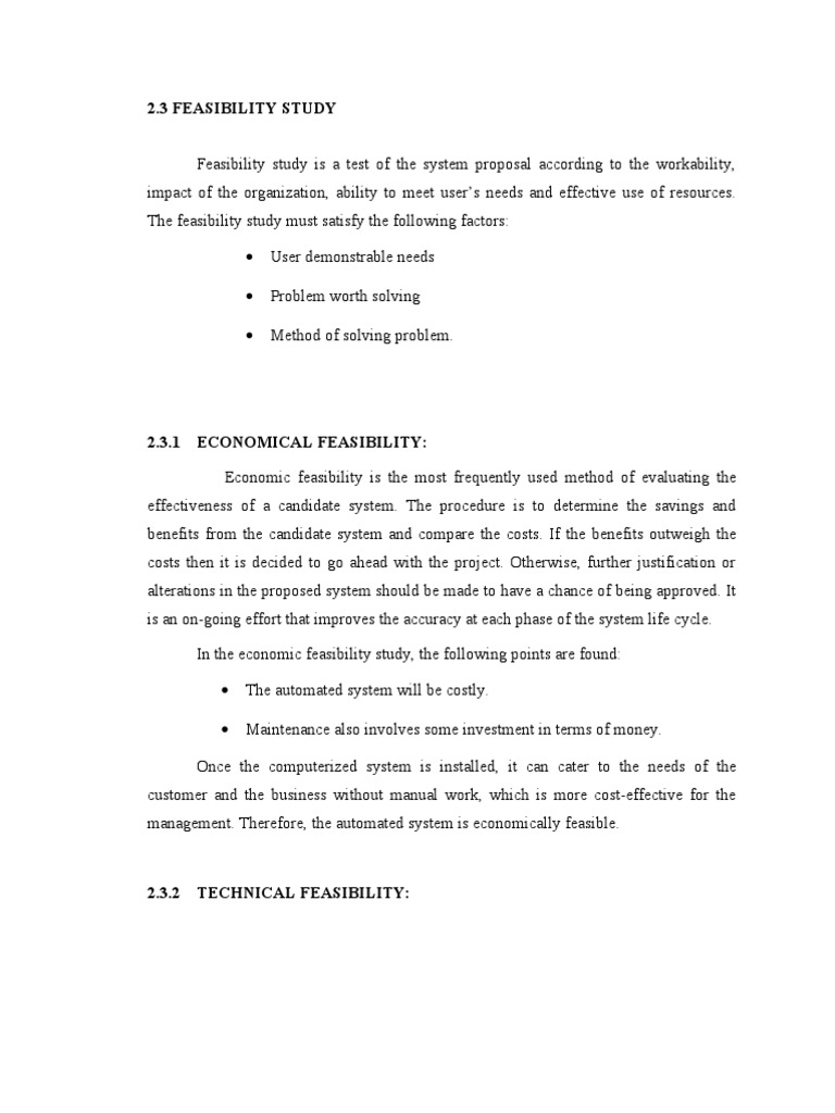 Feasibility Study | PDF | Feasibility Study | Software Development