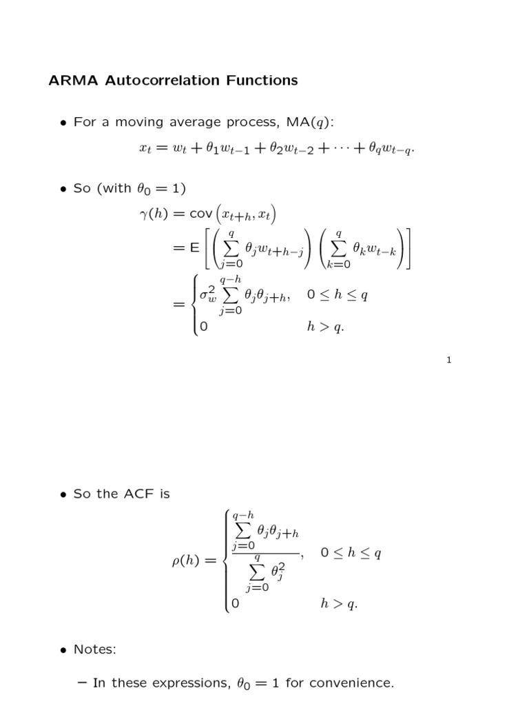 ARMA Autocorrelation Functions | PDF | Multivariate Statistics | Statistical Analysis