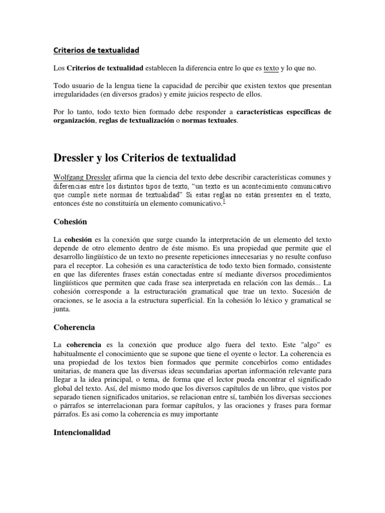 Criterios de Textualidad | PDF | Lingüística | Semiótica