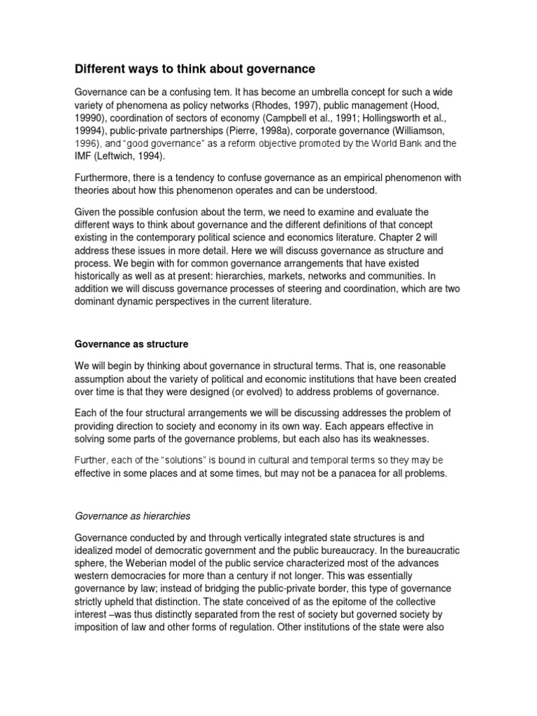 Understanding Governance Models | PDF | Governance | Market (Economics)