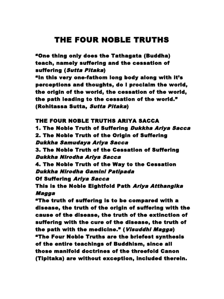 The Four Noble Truths | PDF | Four Noble Truths | Dukkha