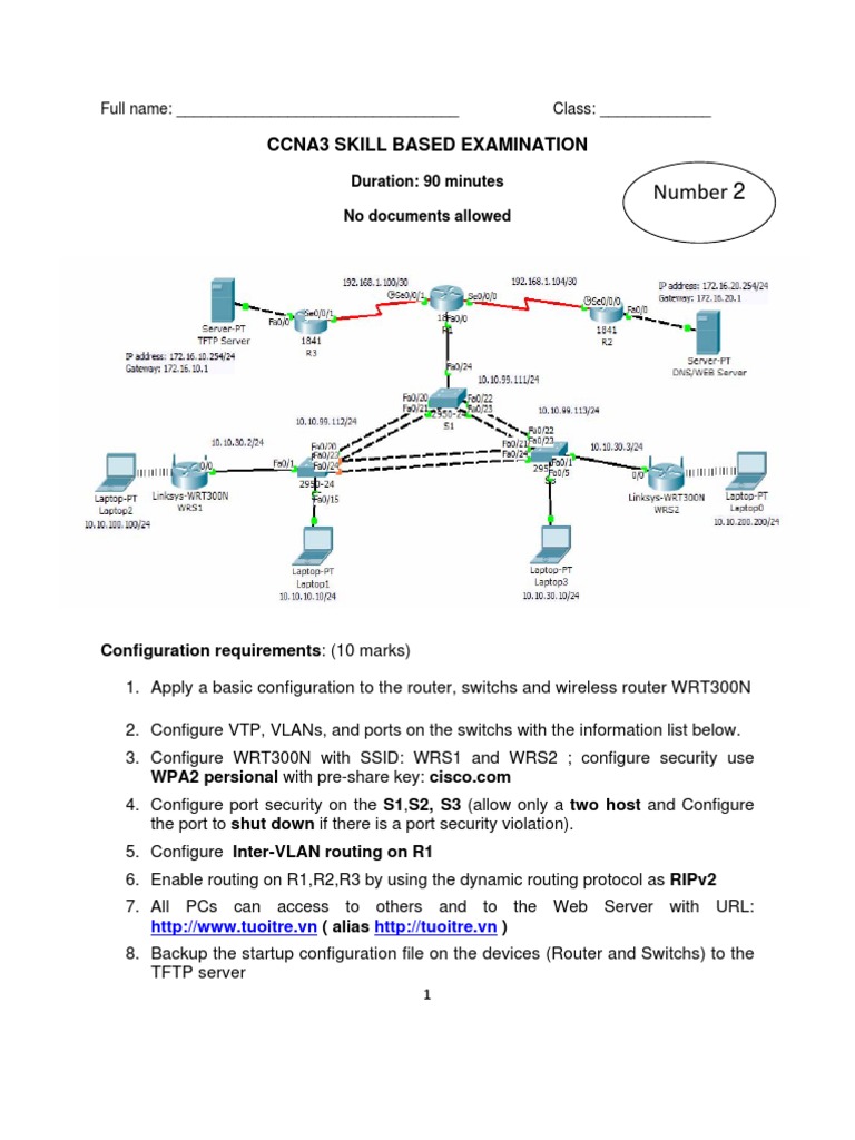 Number 2: Ccna3 Skill Based Examination | PDF