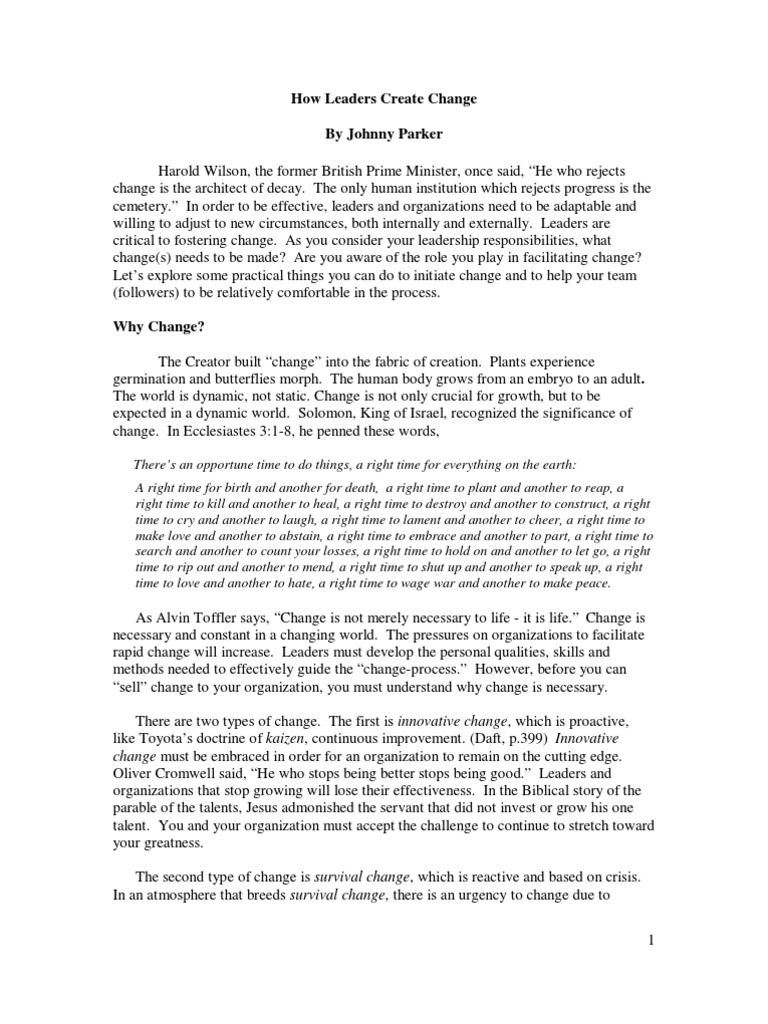 Leader Create Change | Download Free PDF | Transformational Leadership ...