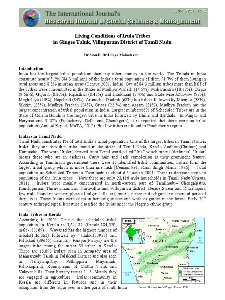 Living Conditions of Irula Tribes in Devathanam Pet Village, Gingee ...