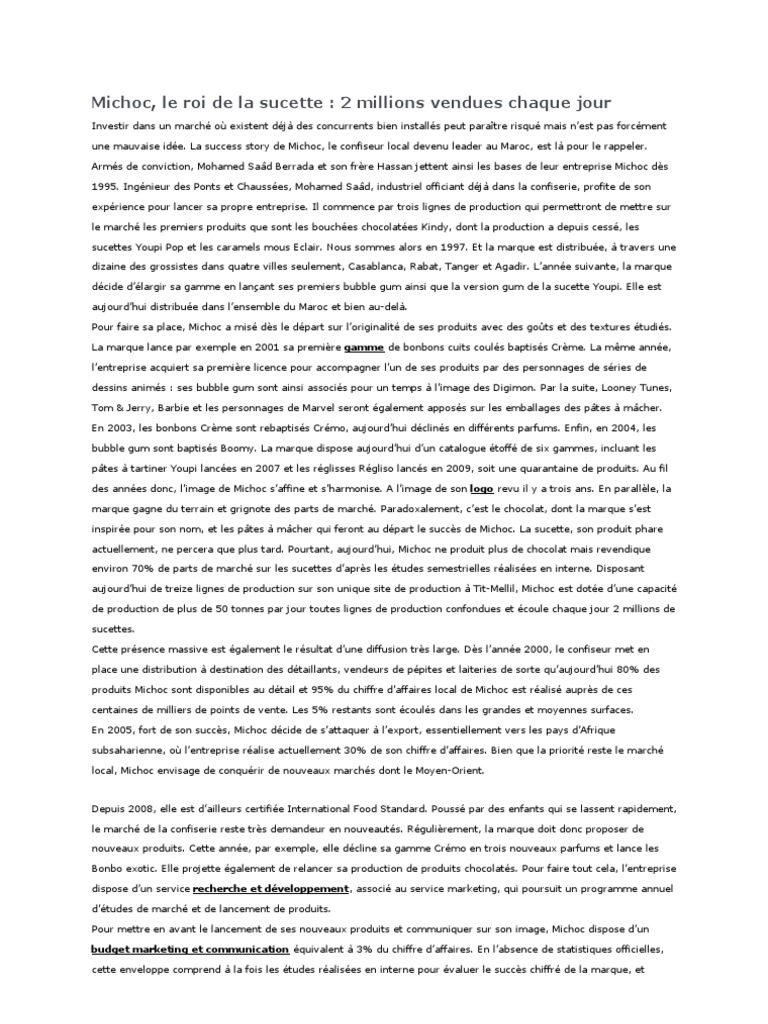 Controle Michoc | PDF | Maroc | Commercialisation