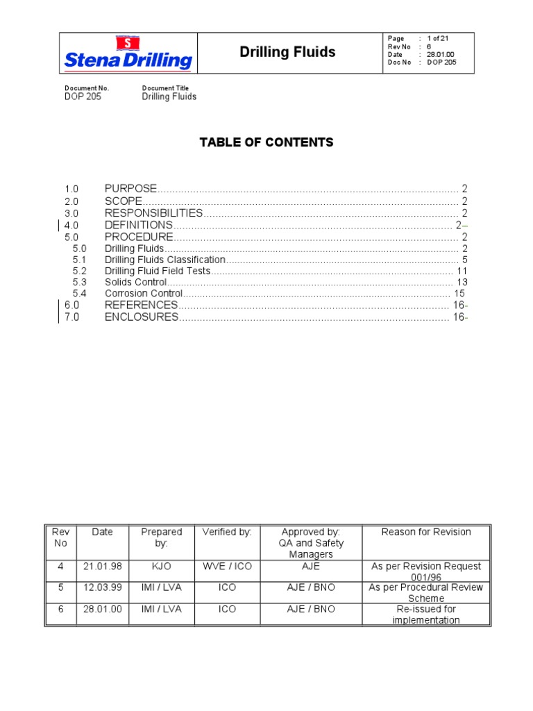 DOP 205 - Rev 6 | PDF | Ph | Materials