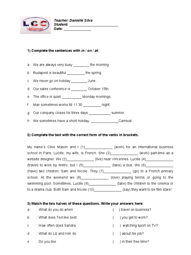 English Grammar Exercises for Beginners | PDF | Email | Communication