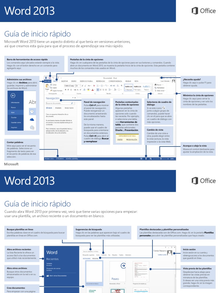 Guía Rápida Word 2013 | PDF | Microsoft Word | Archivo de computadora