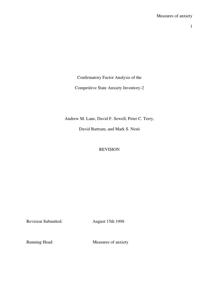 Competitive State Anxiety Inventory-2 - Revision | PDF | Factor ...