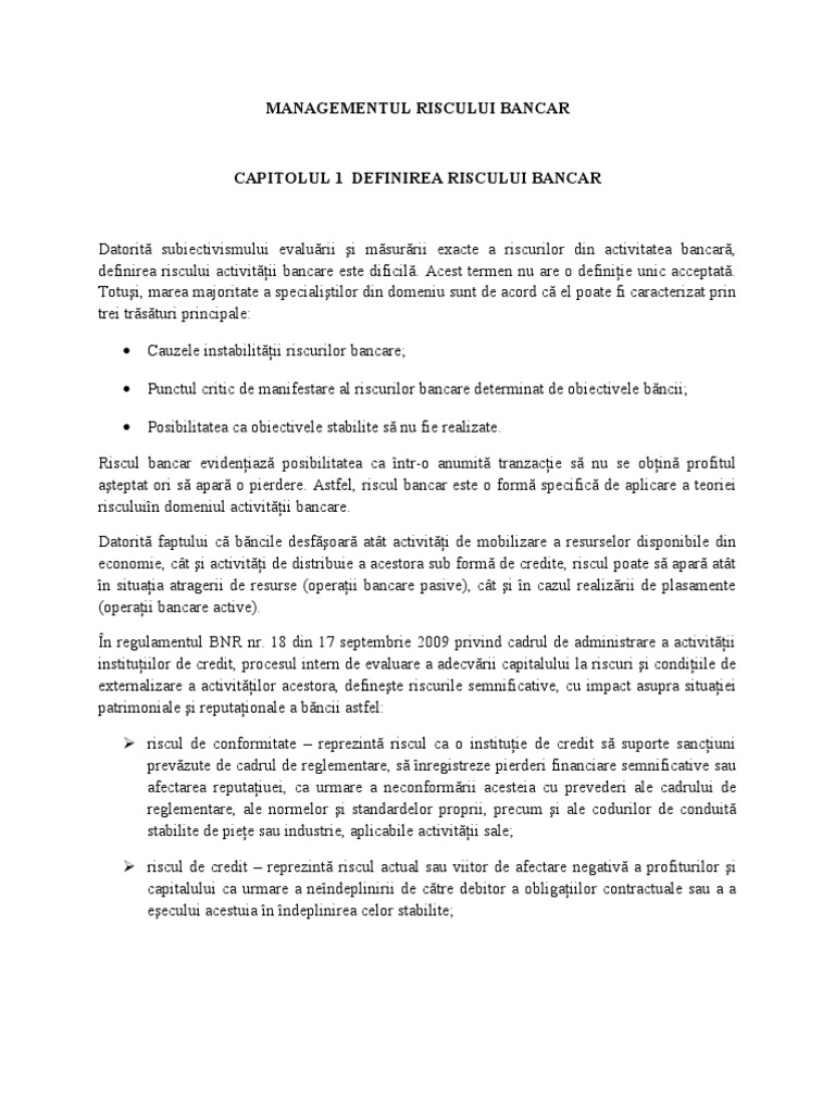 Managementul Riscului Bancar | PDF