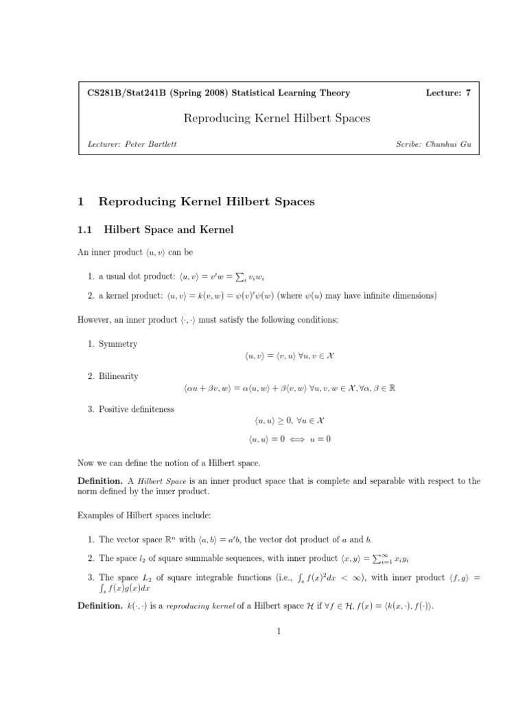 Reproducing Kernel Hilbert Spaces Pdf Functional Analysis Operator Theory