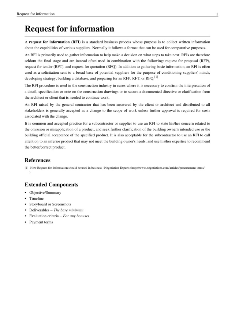 Request For Information | PDF | Request For Information | Supply Chain ...