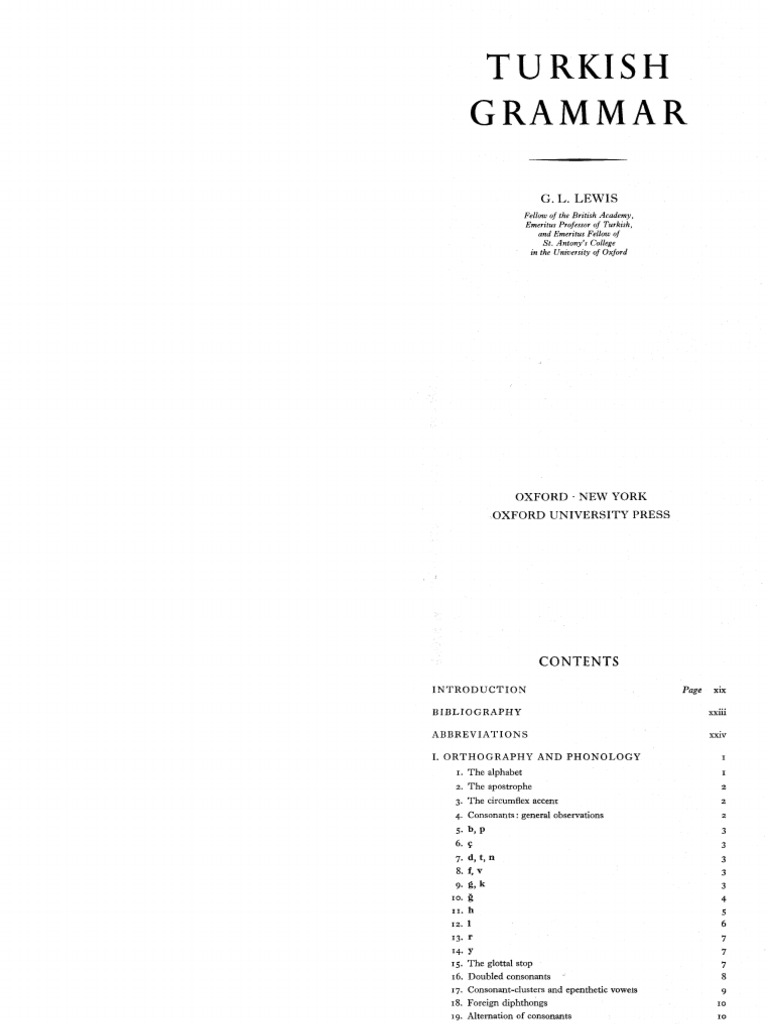 Lewis (1) - Turkish Grammar | PDF