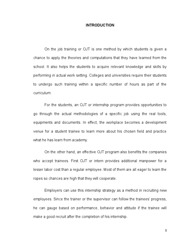 OJT Narrative Report Mechanical Engineering Engineering