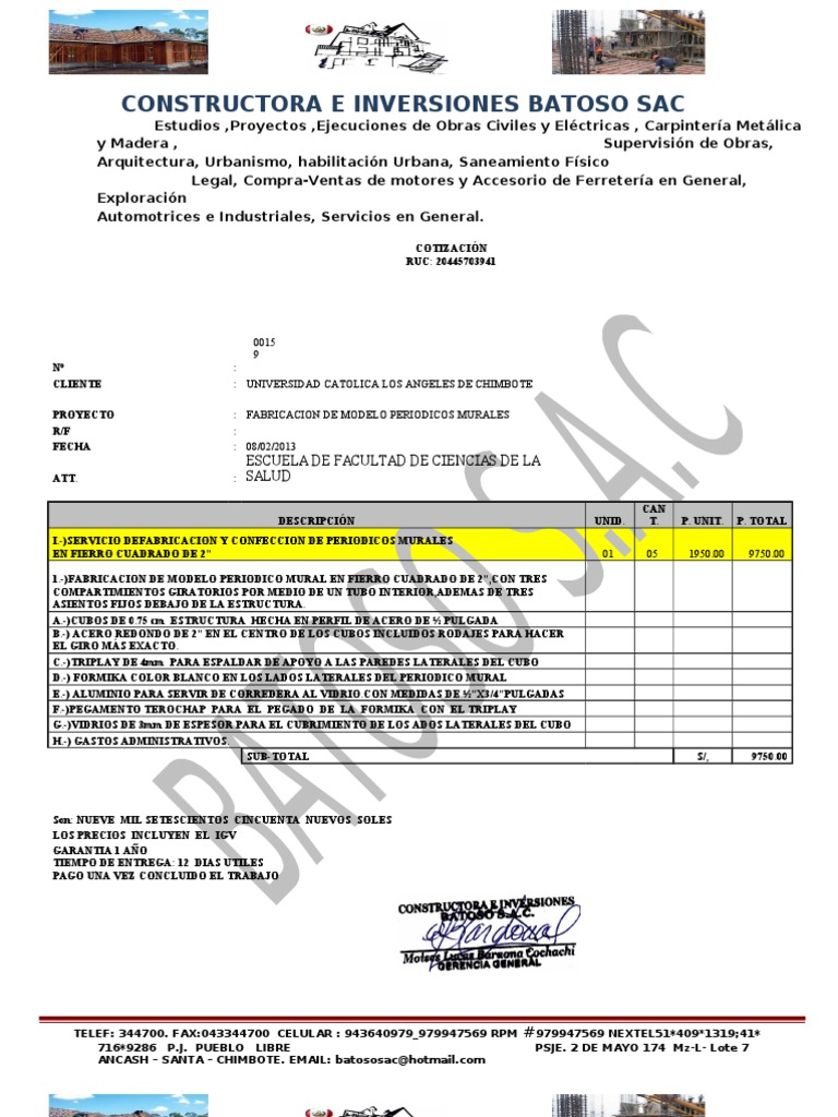 Proforma de Mural | PDF | Materiales de construcción | Medios de arte