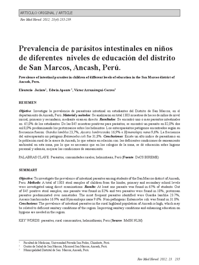 Parasitismo Intestinal | PDF | Ciencias de la Salud | Salud y bienestar