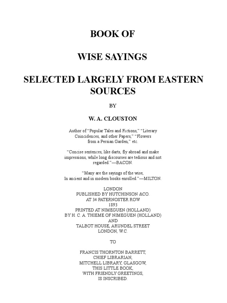 Book of Wise Sayings | PDF | Virtue | Religion And Belief