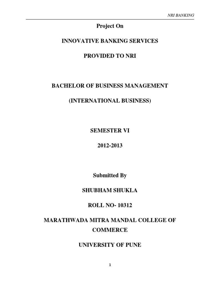Project On Innovative Banking Service To NRI | PDF | Banks | Cheque