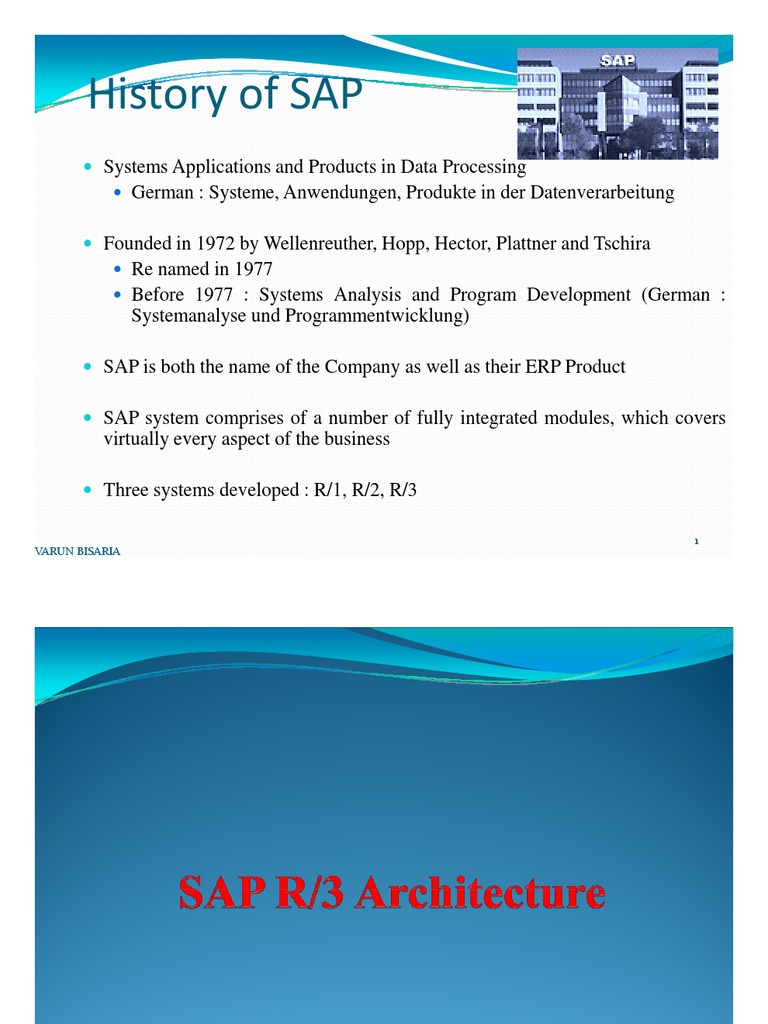 History of SAP: 1 Varun Bisaria | PDF | Business | Computing