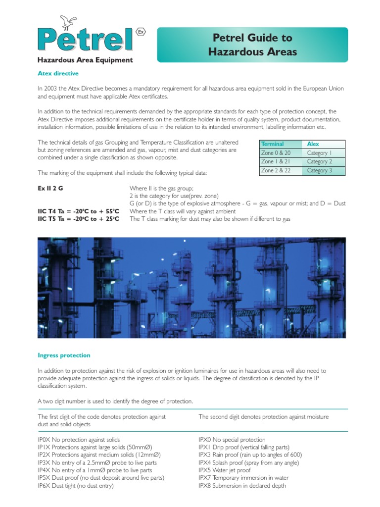 Petrel Guide To Hazardous Areas: Atex Directive | PDF | Gases | Chemistry