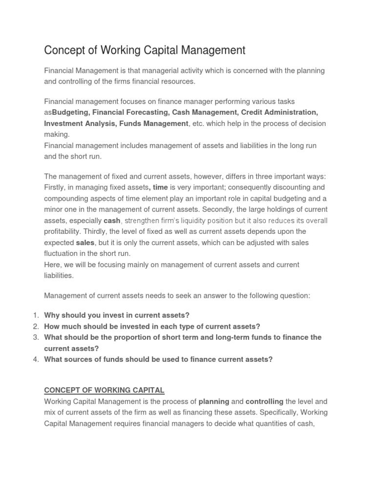 Managing Working Capital: Understanding the Concept, Importance, and ...