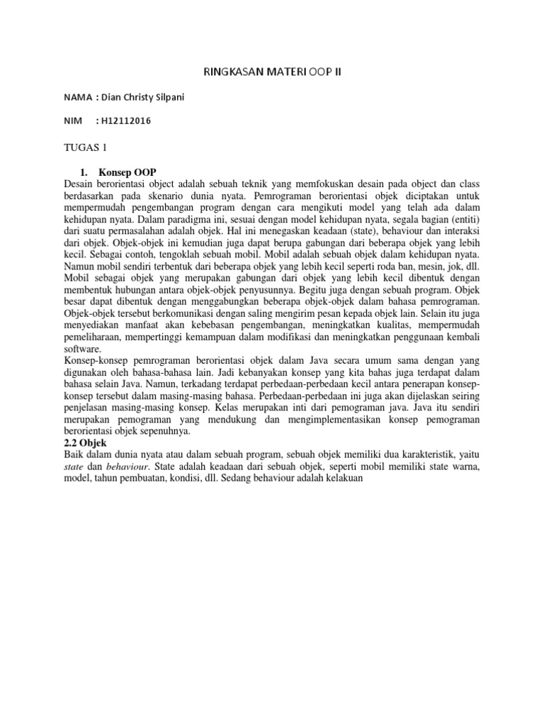 Ringkasan Materi Oop II-dipa | PDF
